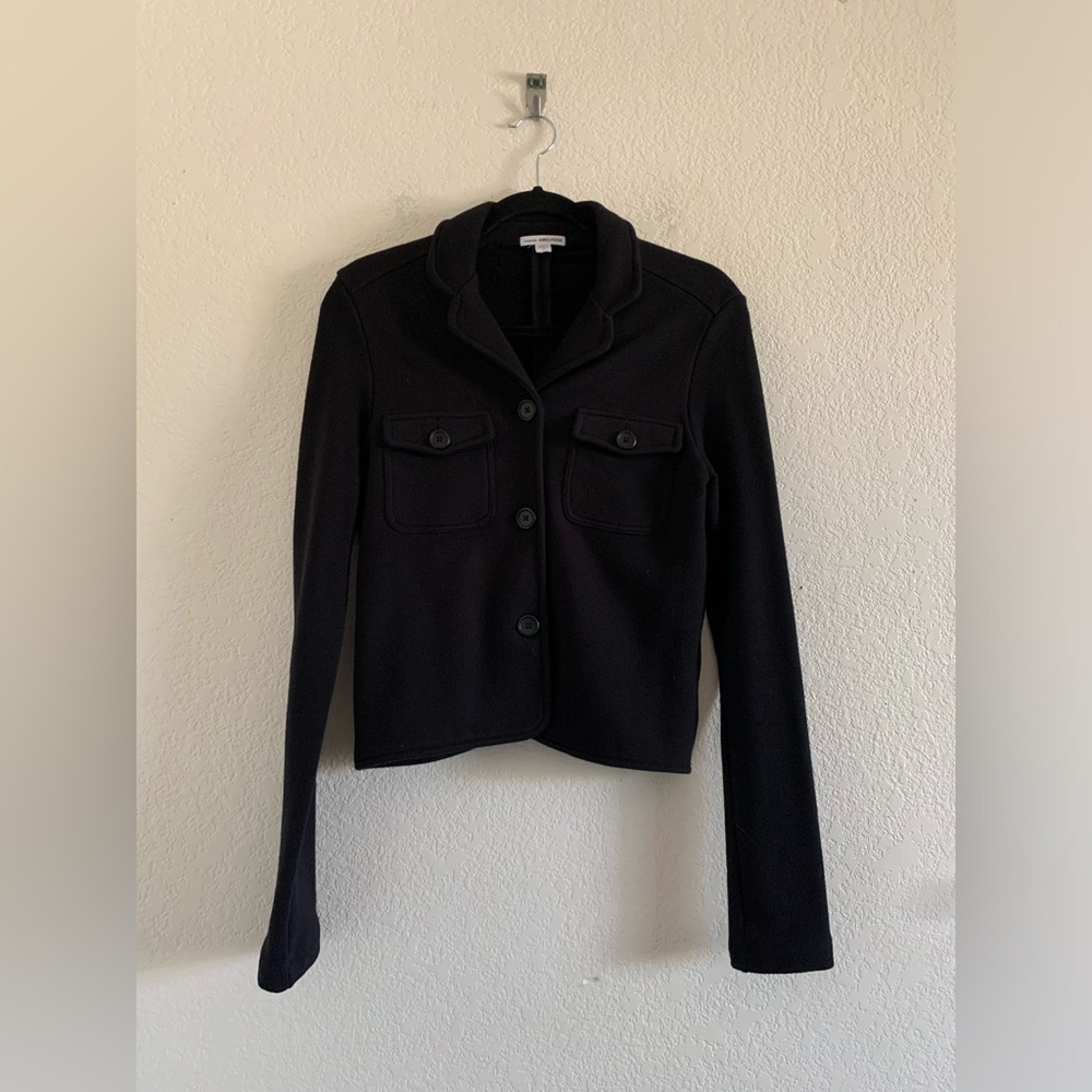 Standard James Perse Black Standing Collar Terry Jack… - Gem